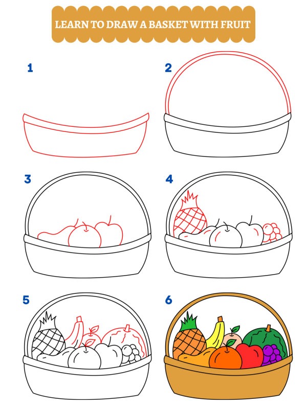 How To Draw Fruit Basket. Learn how to draw! How To Draw Fruit Basket. Learn how to draw!